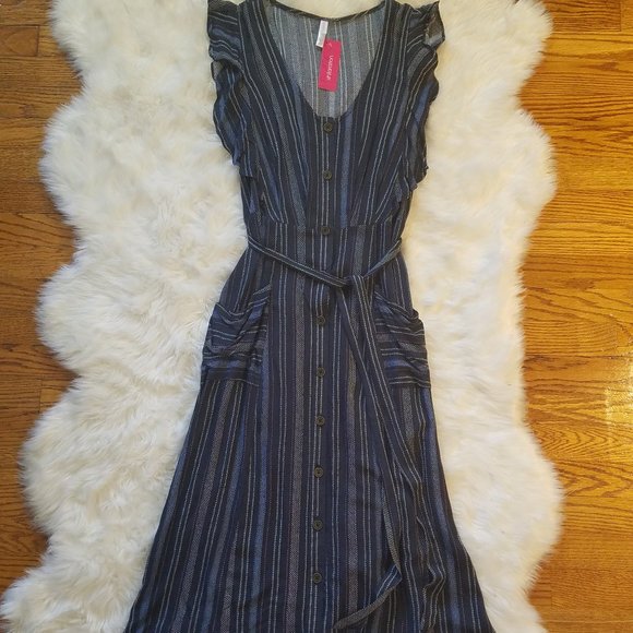 Xhilaration | Dresses | Prairie Midi Dress M Blue Striped Target | Poshmark